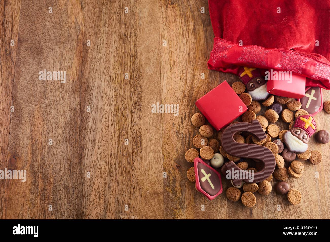Dutch holiday Sinterklaas background with traditional sweets and ...