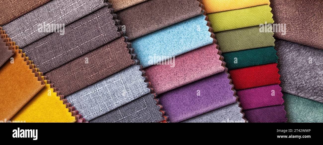 Sample of velvet and velour textile of different colors, background ...
