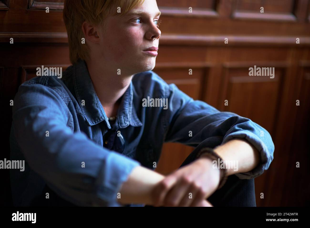 Thinking, depression and an unhappy boy student at school as an outcast ...