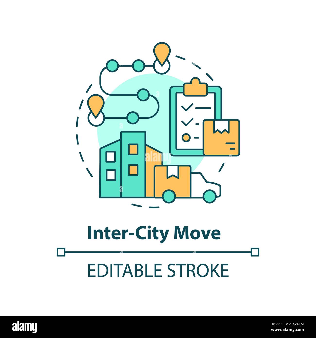 2D simple thin linear colorful inter city move icon Stock Vector Image ...