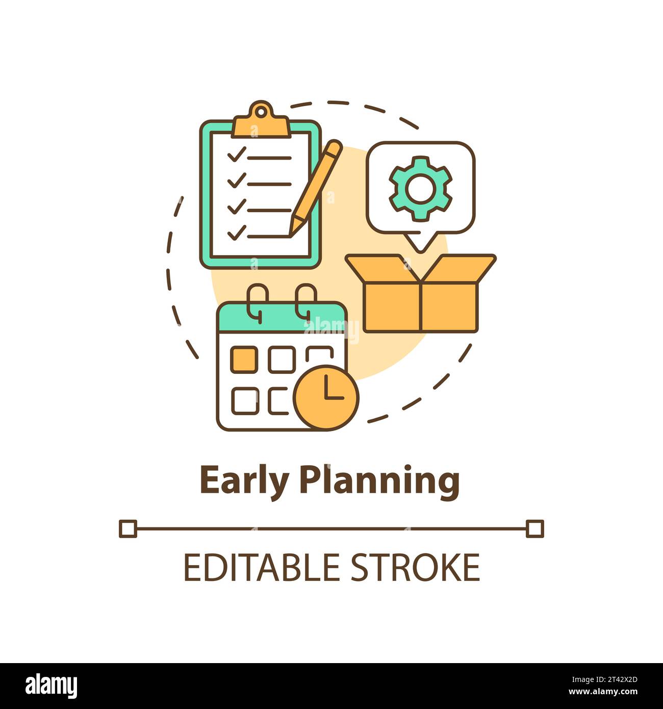 2D simple thin linear colorful early planning icon Stock Vector Image ...