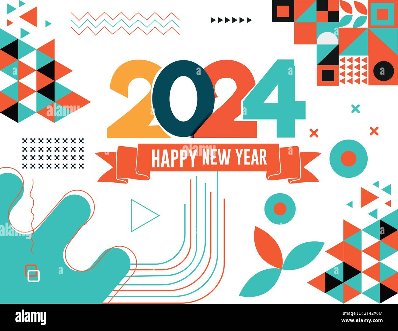 appy New Year 2024 banner with text calligraphy background and ...