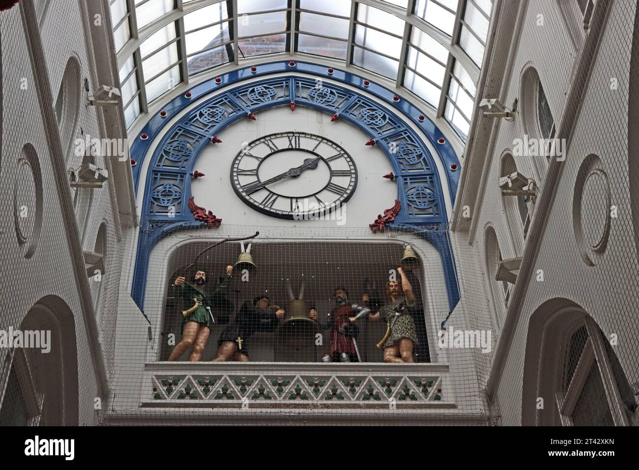 The Ivanhoe clock located in the west end of Thornton's Arcade, Leeds ...