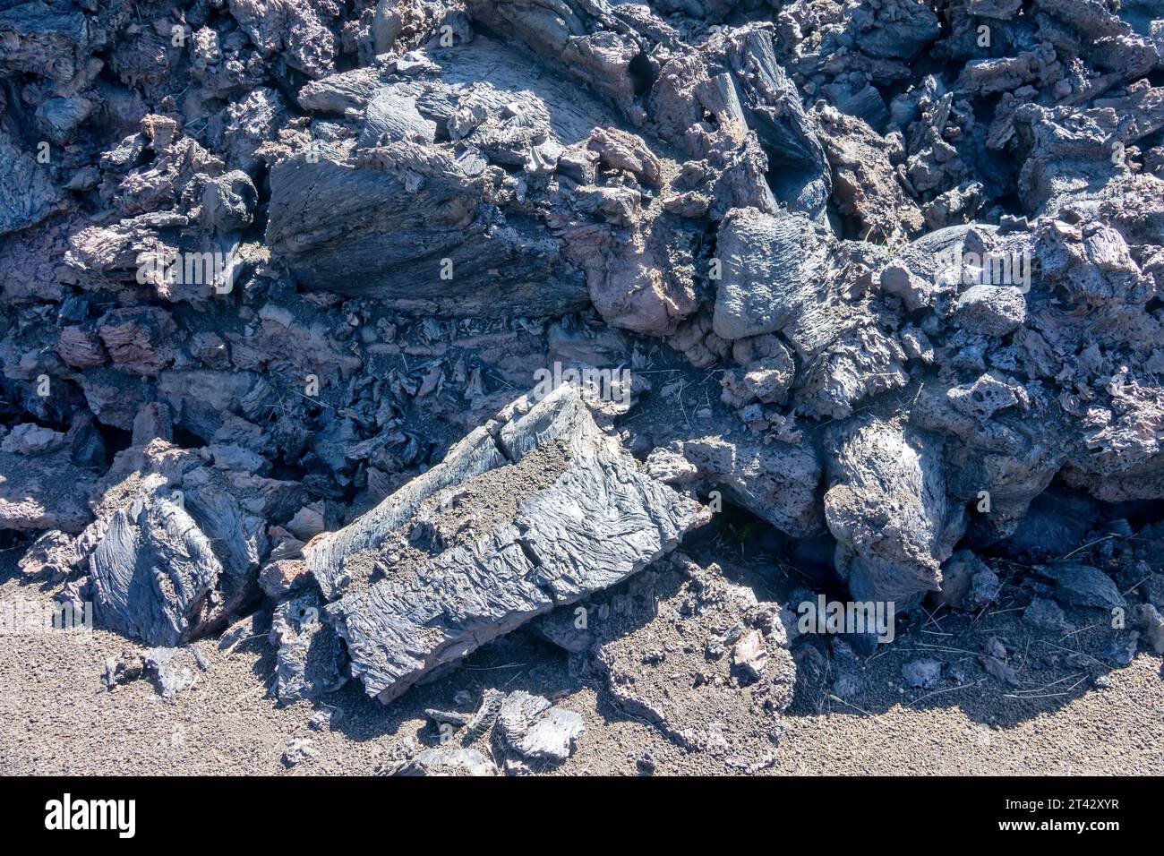 A variety of forms of basalt solidified lava (clinker, block-lava ...