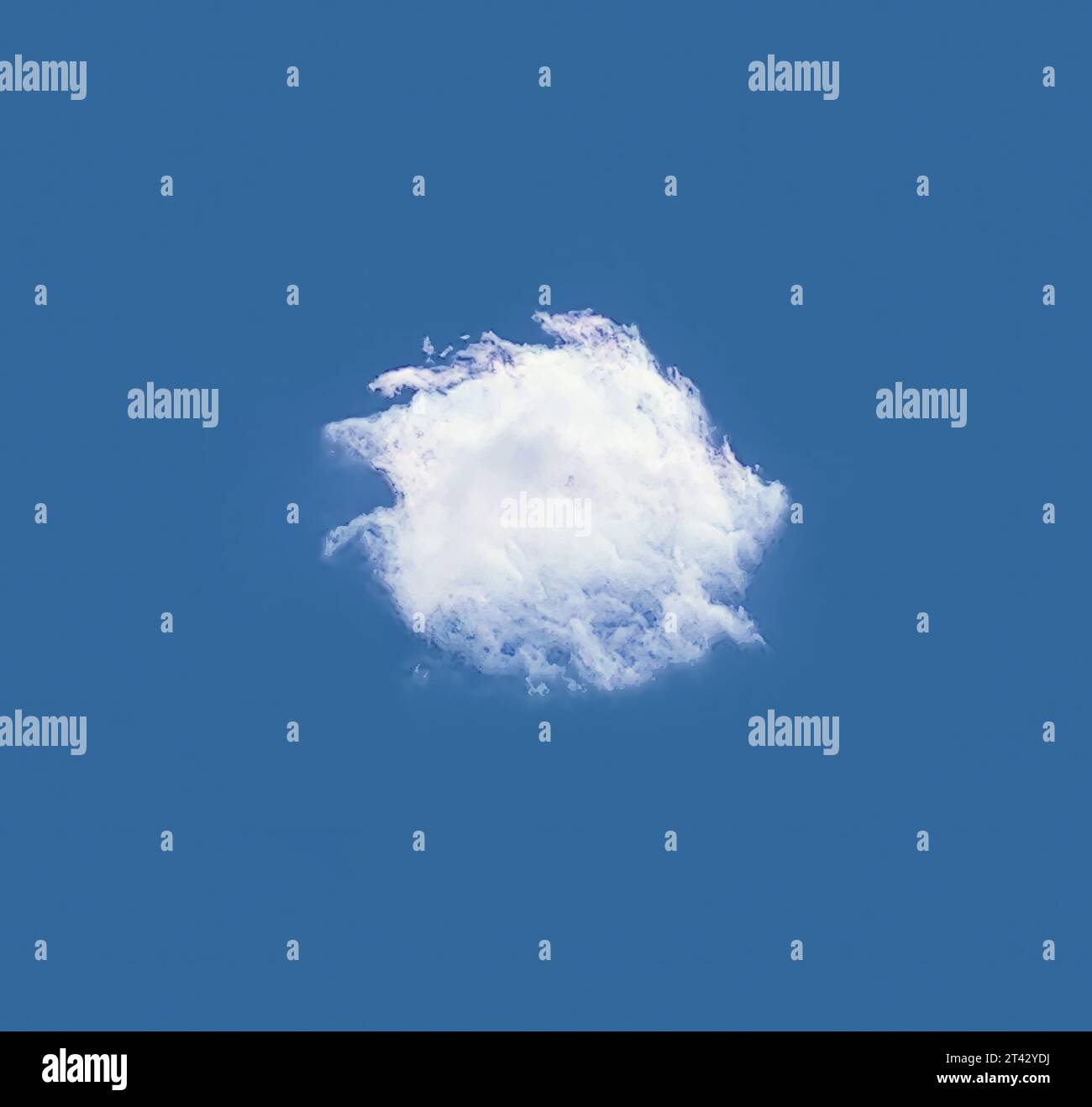 White fluffy cloud isolated over deep blue sky background. Single cloud ...