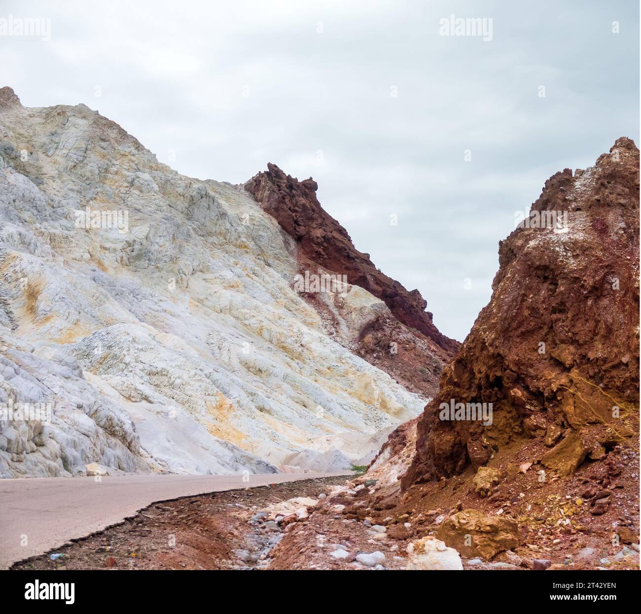 Salines mountains. Mudflow; mudslide. Volcanic origin Ormuz Island ...