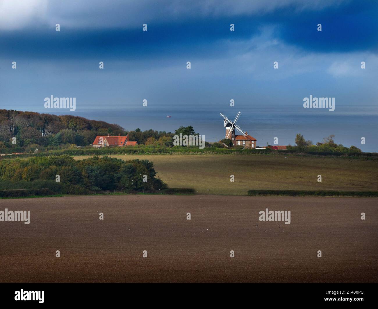 Autumn fields and Windmill at Weybourne Norfolk UK Stock Photo - Alamy