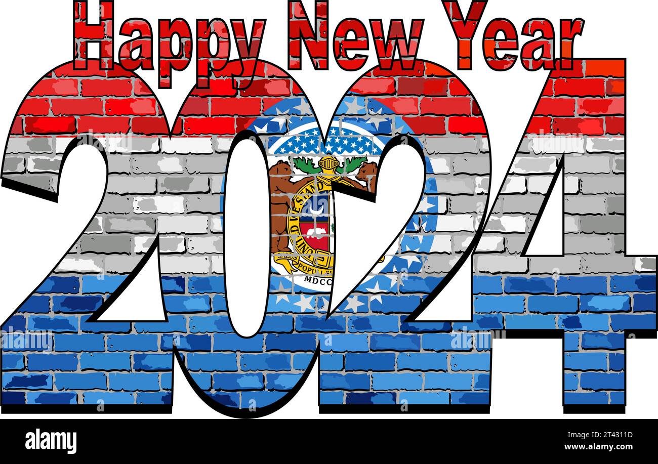 Happy New Year 2024 with Missouri flag inside - Illustration, 2024 ...