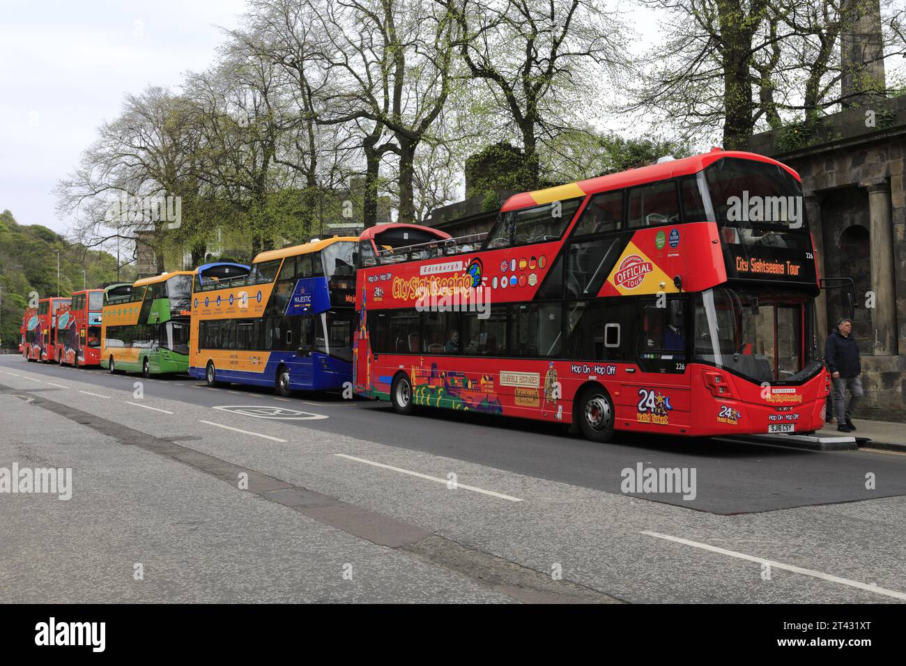 Sightseeing tour Buses in a row, Waterloo place, Edinburgh City centre ...