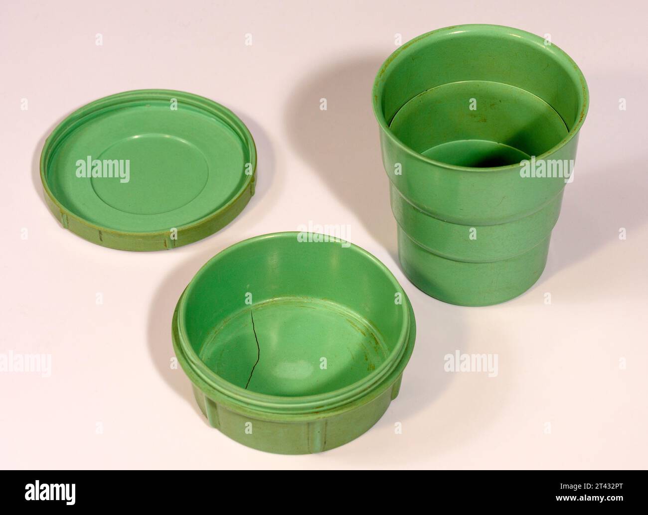 Vintage collapsible drinking cup with storage container. Used by hikers ...
