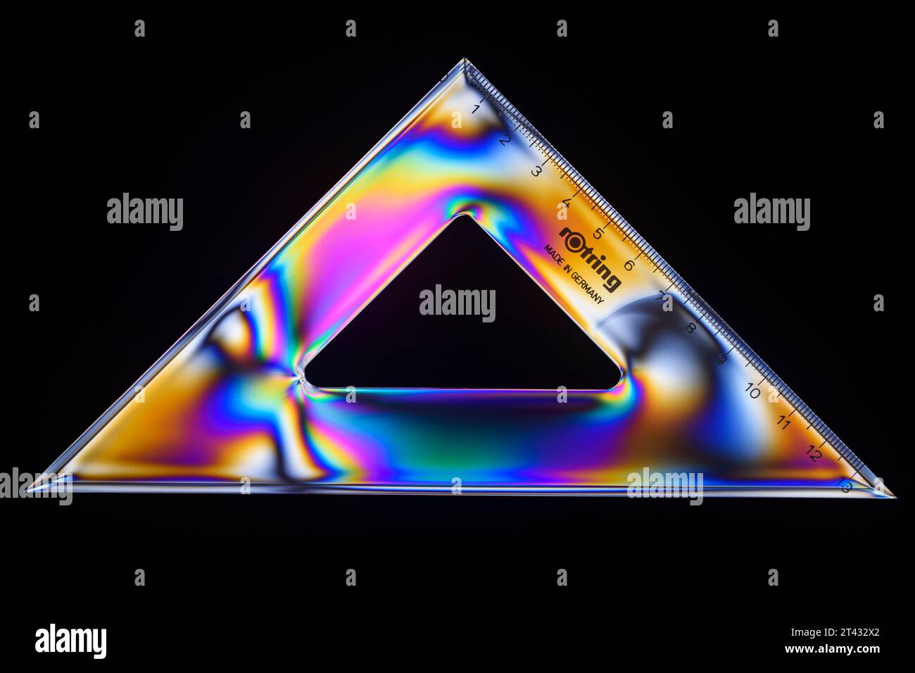Rotring Clear Plastic 90 45 Degree Triangular Set Square Viewed Between