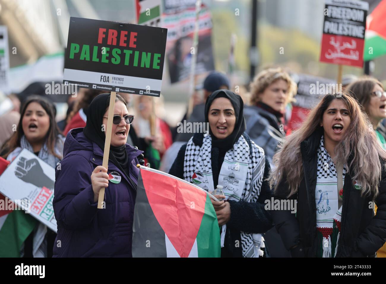 London, UK. 28th Oct, 2023. Protestors take to the streets of ...