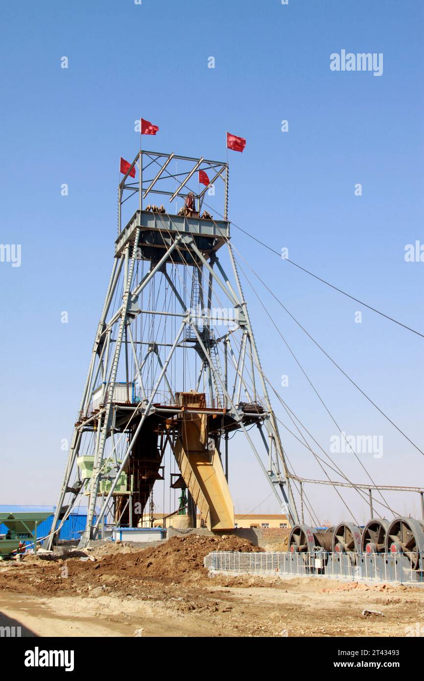 MACHENG - March 6: Drilling derrick in MaCheng iron mine on march 6 ...