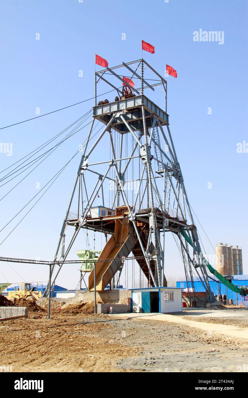 MACHENG - March 6: Drilling derrick in MaCheng iron mine on march 6 ...