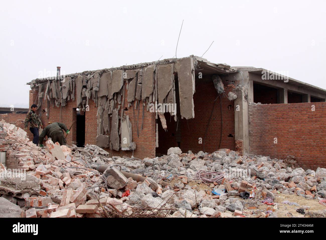 housing demolition materials in the demolition site Stock Photo - Alamy