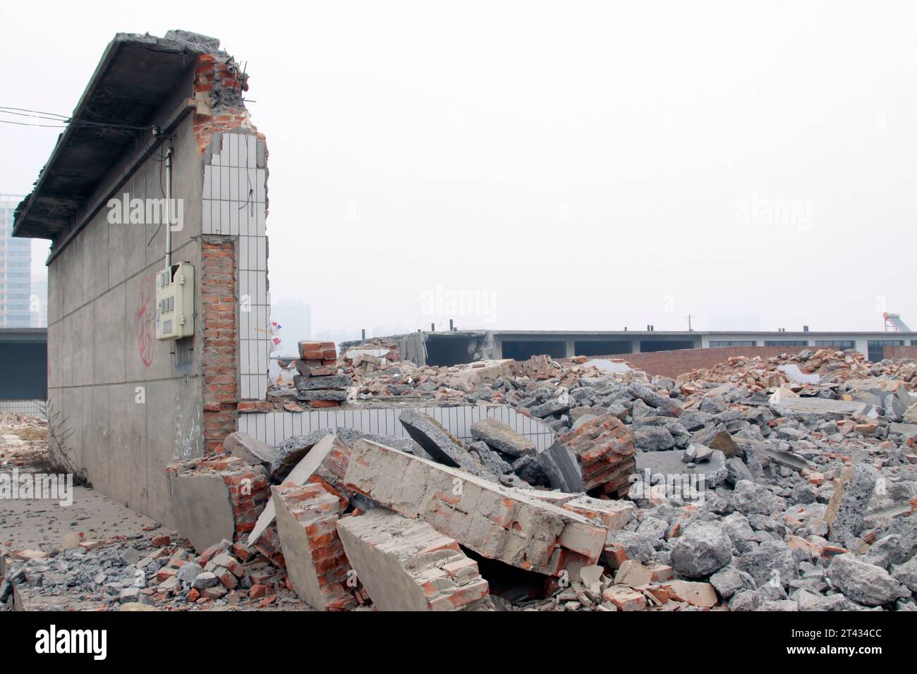 housing demolition materials in the demolition site Stock Photo - Alamy