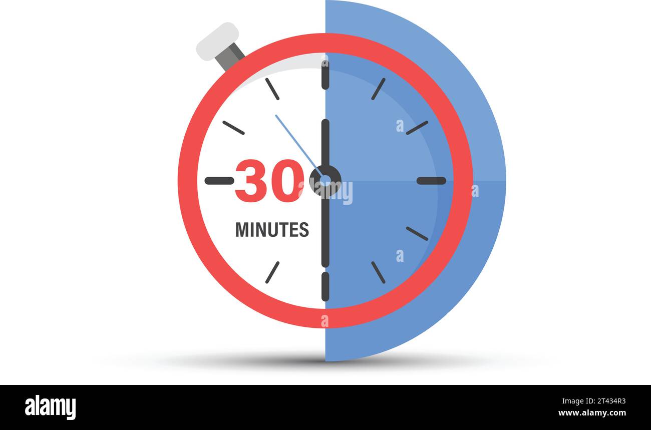 30 Minutes On Stopwatch Icon In Flat Style Clock Face Timer Vector Illustration On Isolated