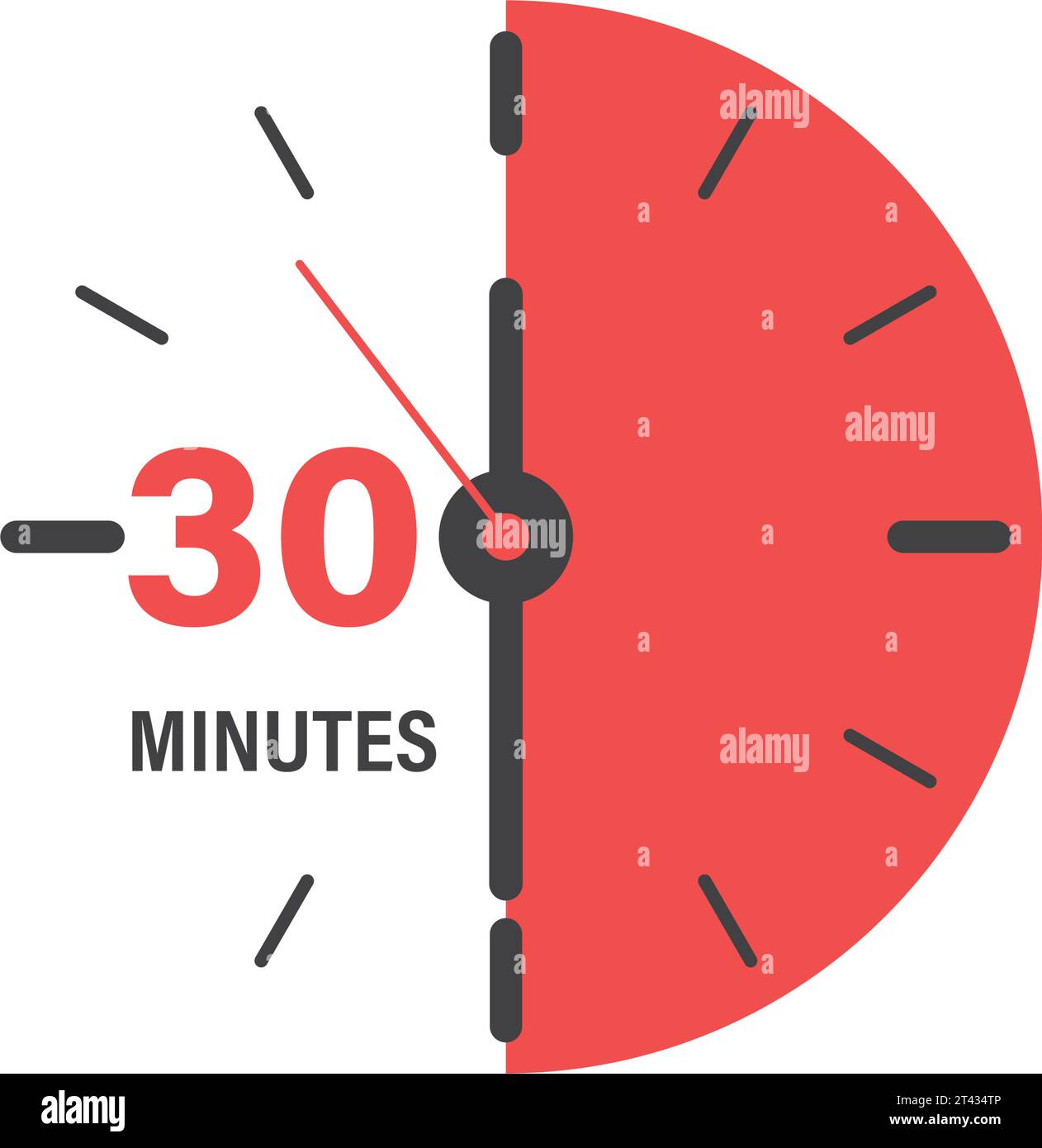 30 Minutes On Stopwatch Icon In Flat Style Clock Face Timer Vector Illustration On Isolated