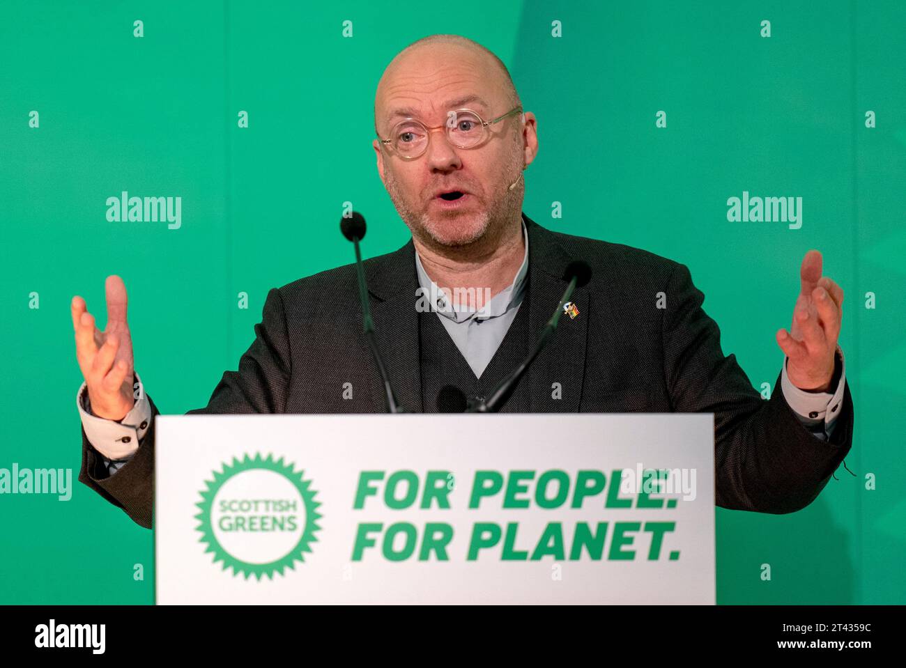 Scottish Green Party co-leader Patrick Harvie delivers his keynote ...