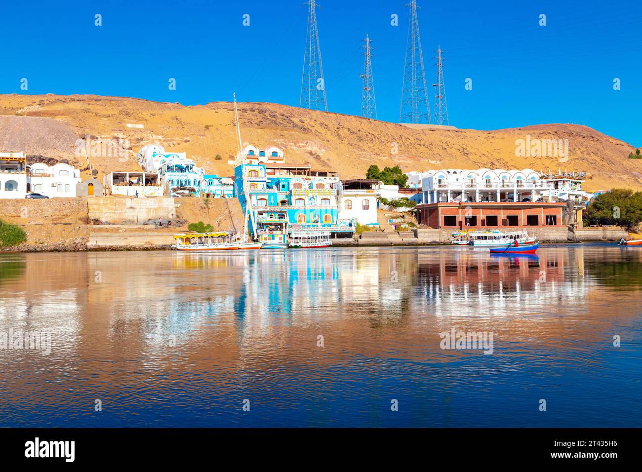 View of the famous Nubian village from the Nile. Aswan, Egypt – October ...