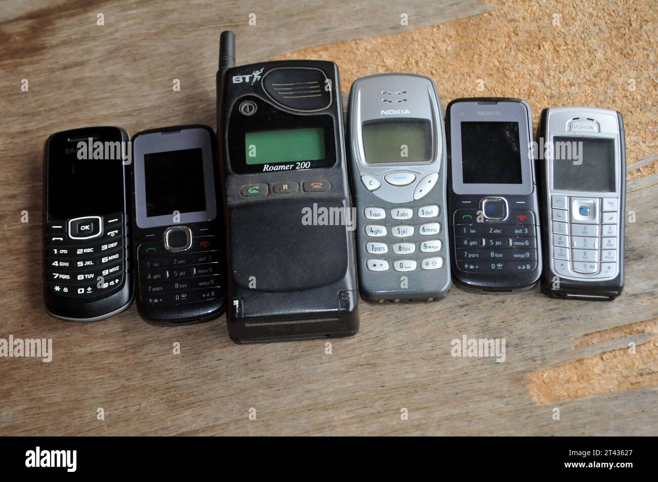 Copenhagen, Denmark /28 October. 2023/.Various old mobil phones BT ...