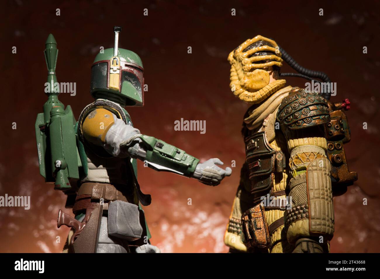 Boba Fett greeting Kane from Alien Stock Photo - Alamy