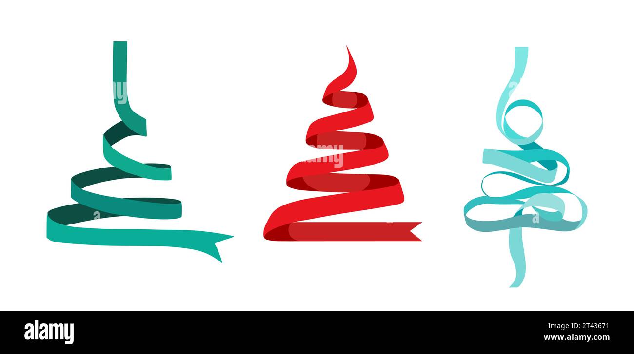 Set of Christmas tree made of ribbons vector Stock Vector Image & Art ...