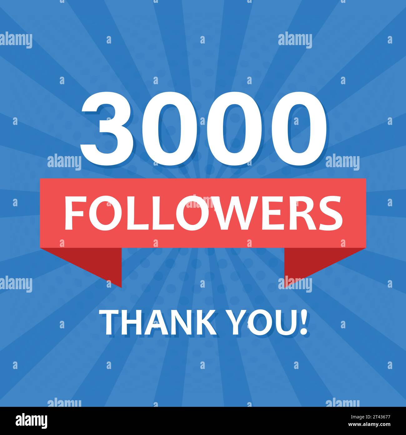 Thank you 3000 followers icon in flat style. Subscription amount vector ...