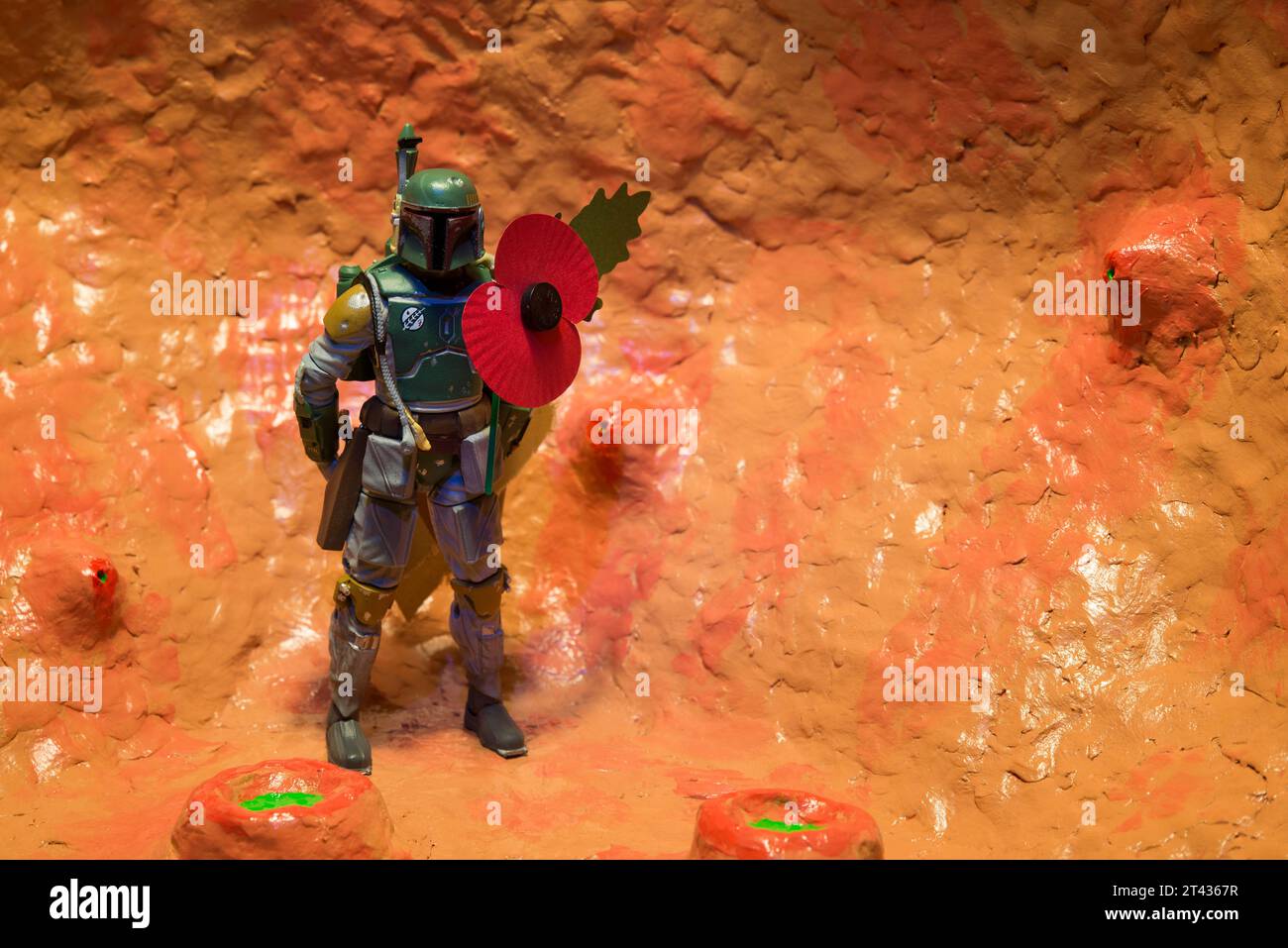 Boba Fett wearing a poppy while trapped inside the Sarlacc Stock Photo ...