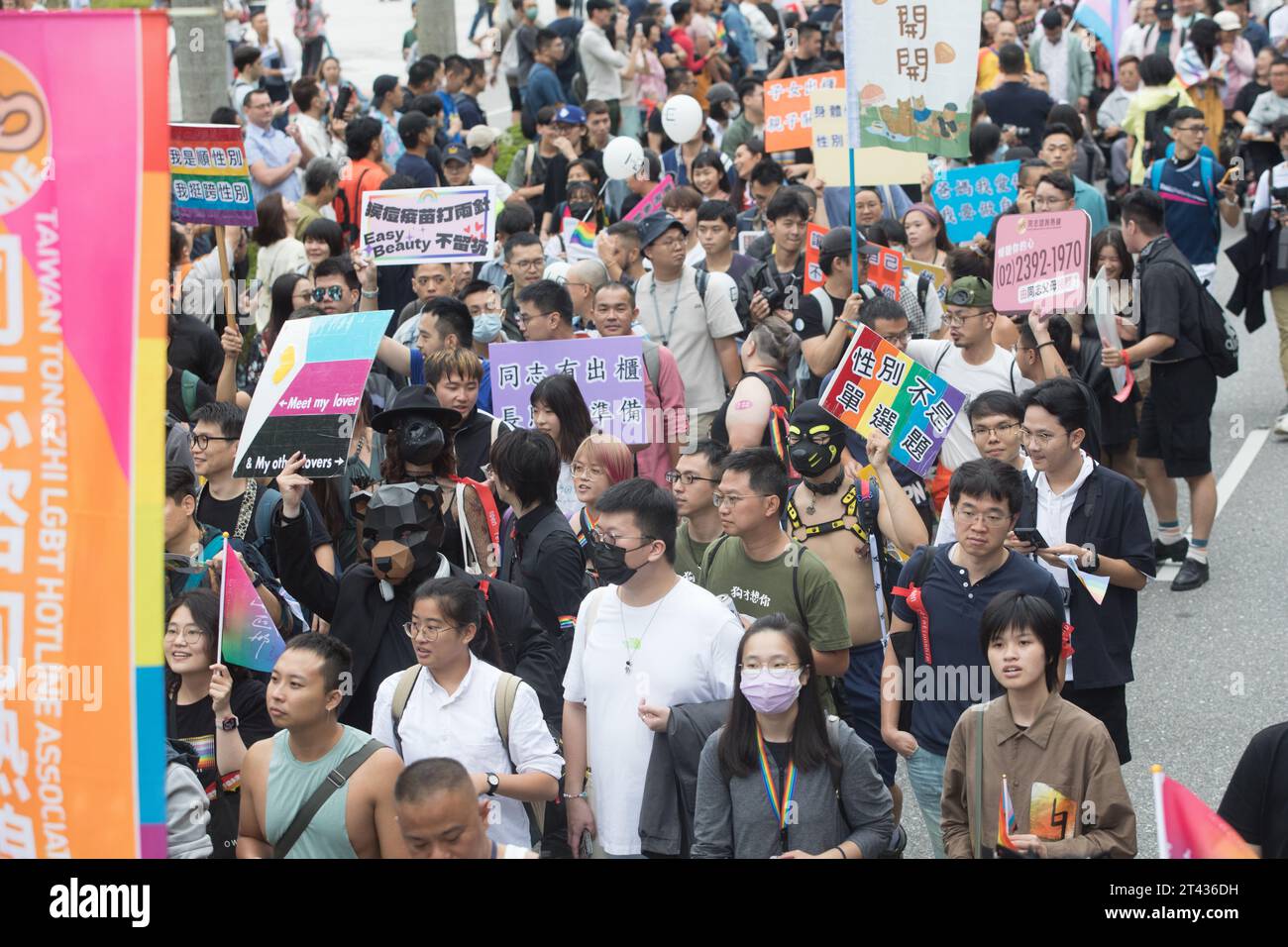 Participants attend Taiwan LGBT PRiDE march in Taipei on October 28 ...