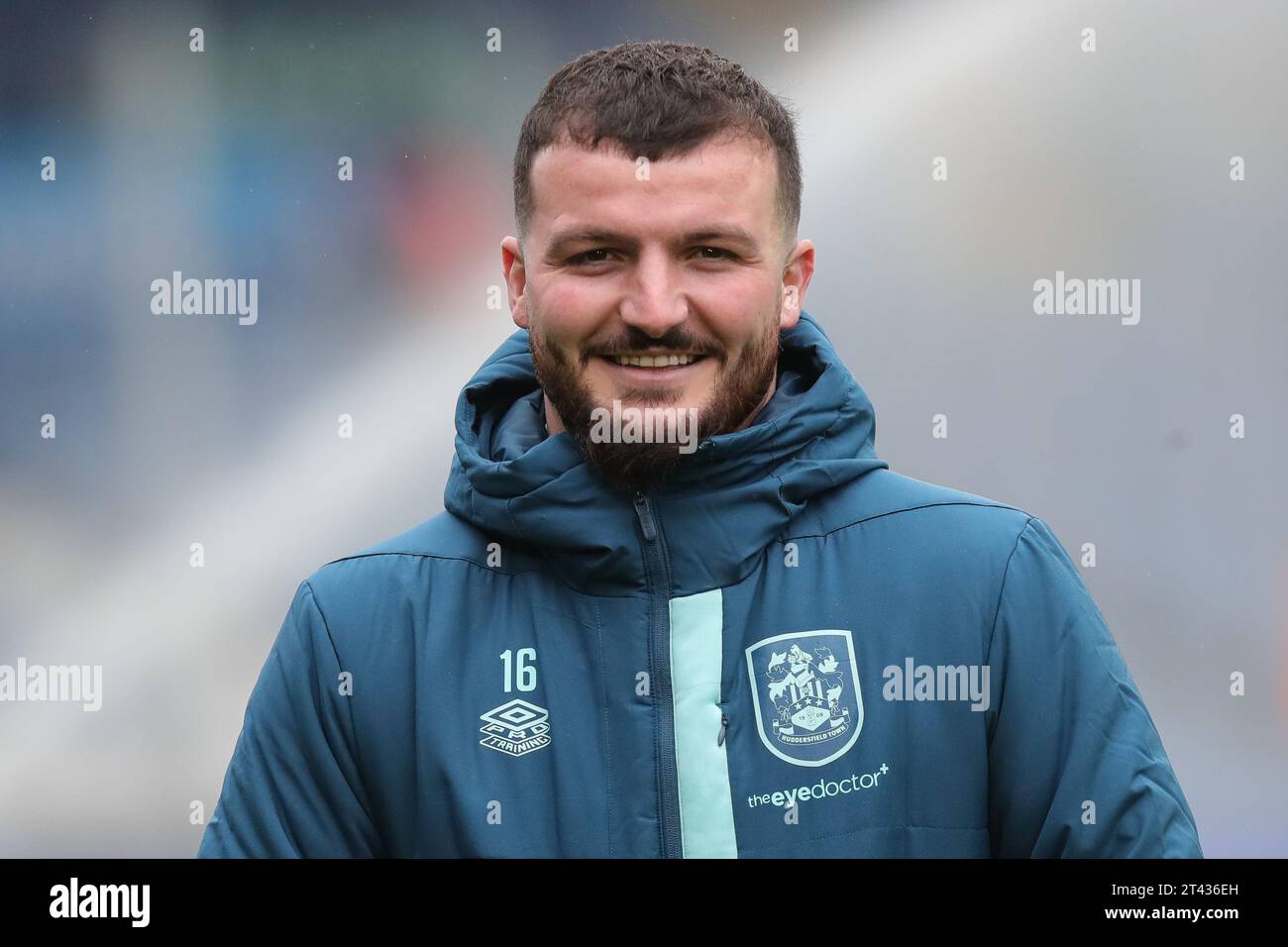 Leeds, UK. 28th Oct, 2023. Tom Edwards #16 of Huddersfield Town arrives ...