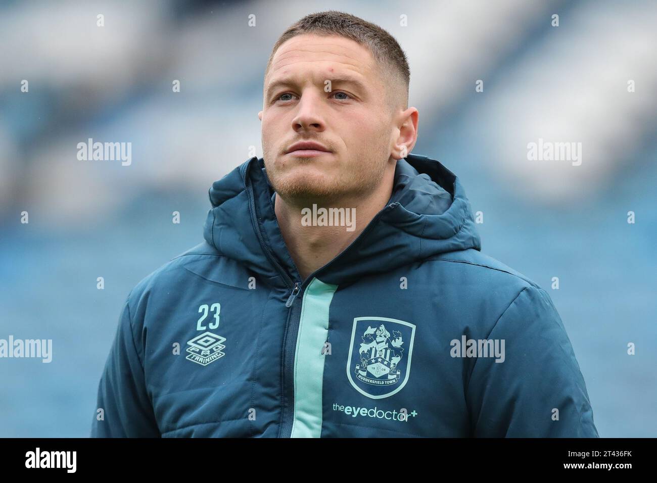 Leeds, UK. 28th Oct, 2023. Ben Wiles #23 of Huddersfield Town arrives ...
