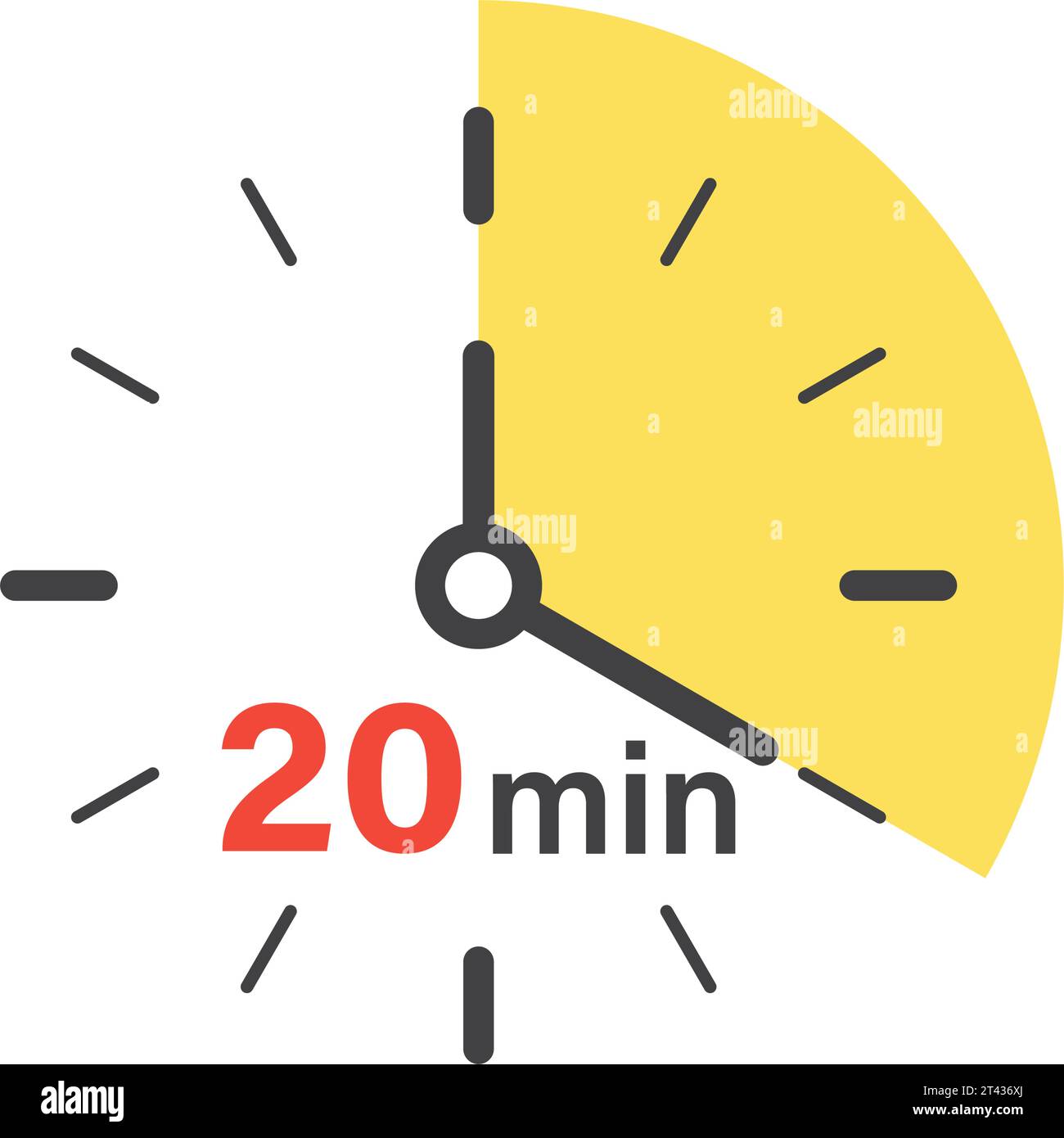 20 minutes on stopwatch icon in flat style. Clock face timer vector ...