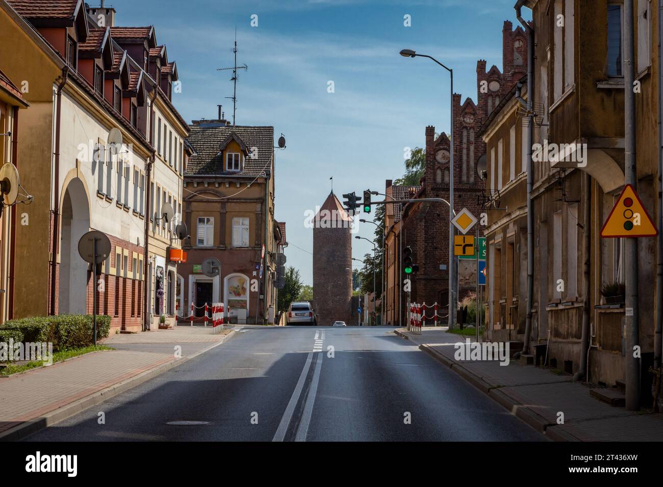 Trzebiatow, Poland - September 18, 2023: View to Kosciuszki street and ...