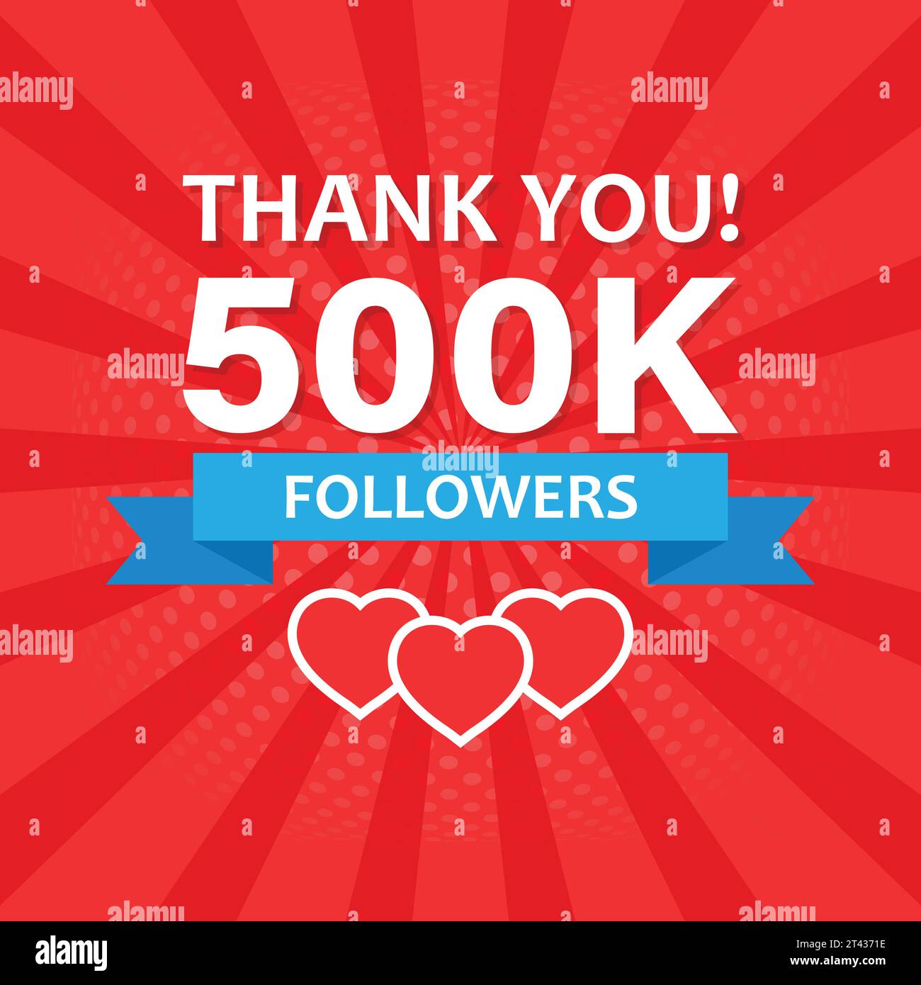 Thank you 500000 followers icon in flat style. Subscription amount ...