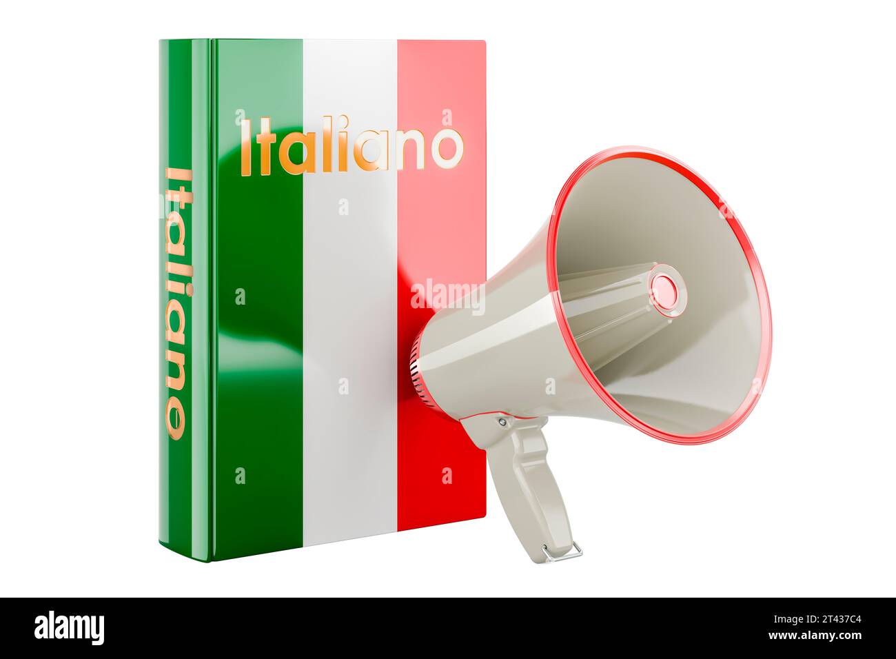 Italian language textbook with megaphone. Courses of Italian language ...
