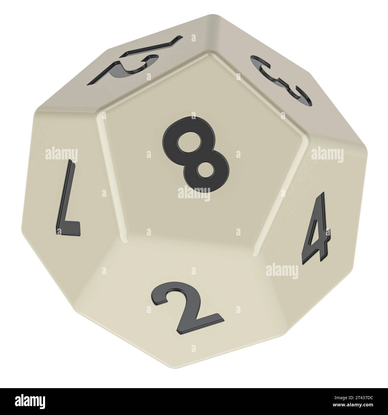 White 12 sided die, dodecahedron dice, 3D rendering isolated on white ...