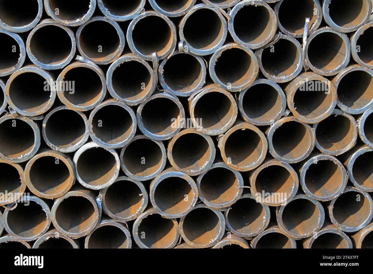 seamless steel tube cross section in a construction site Stock Photo ...