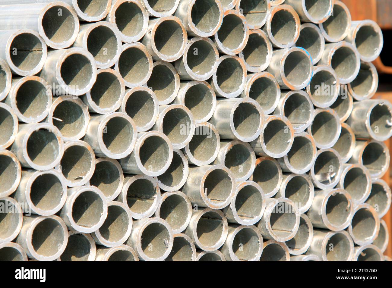 seamless steel tube cross section in a construction site Stock Photo ...