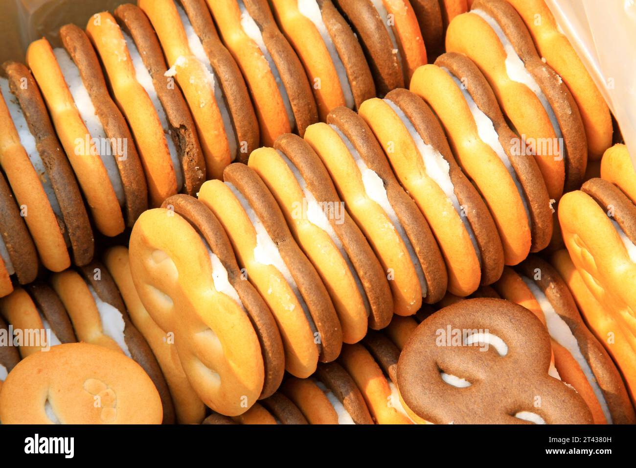 Chinese traditional food, Butter sandwich biscuit, closeup of photo ...