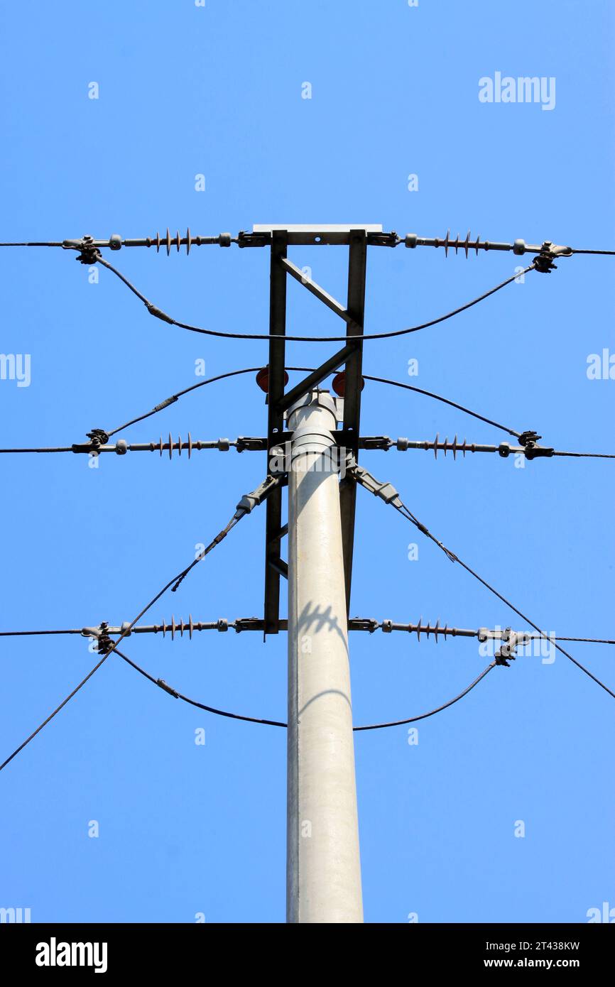 electric pole in the sky, closeup of photo Stock Photo - Alamy