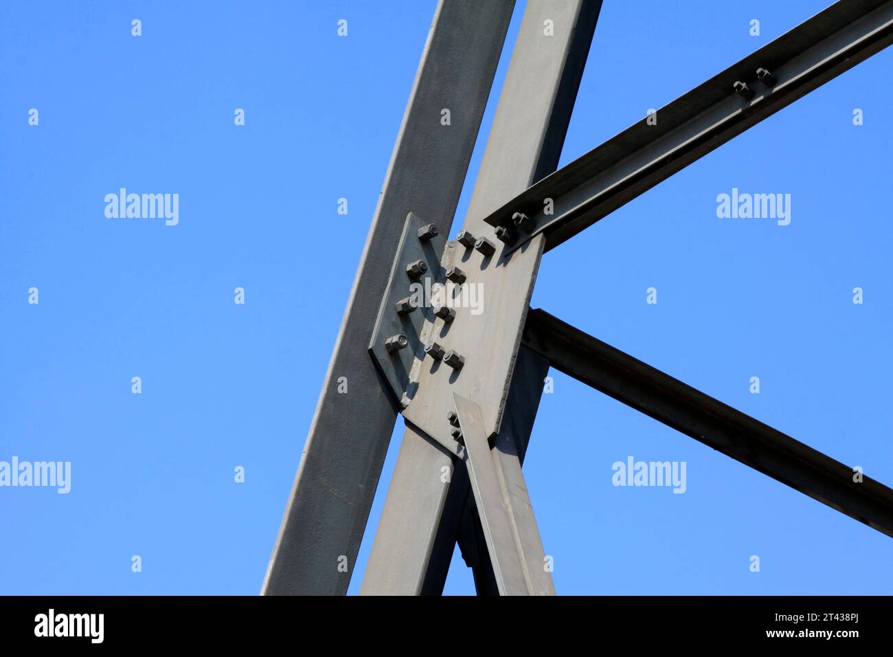 electric tower in the blue sky, steel power transmission facilities ...