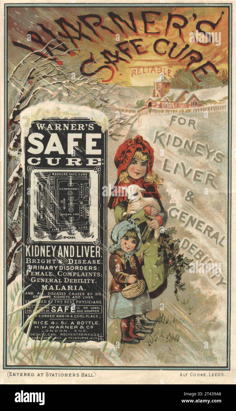 Warner’s Safe Cure for all ailments, Victorian health productc1800’s ...
