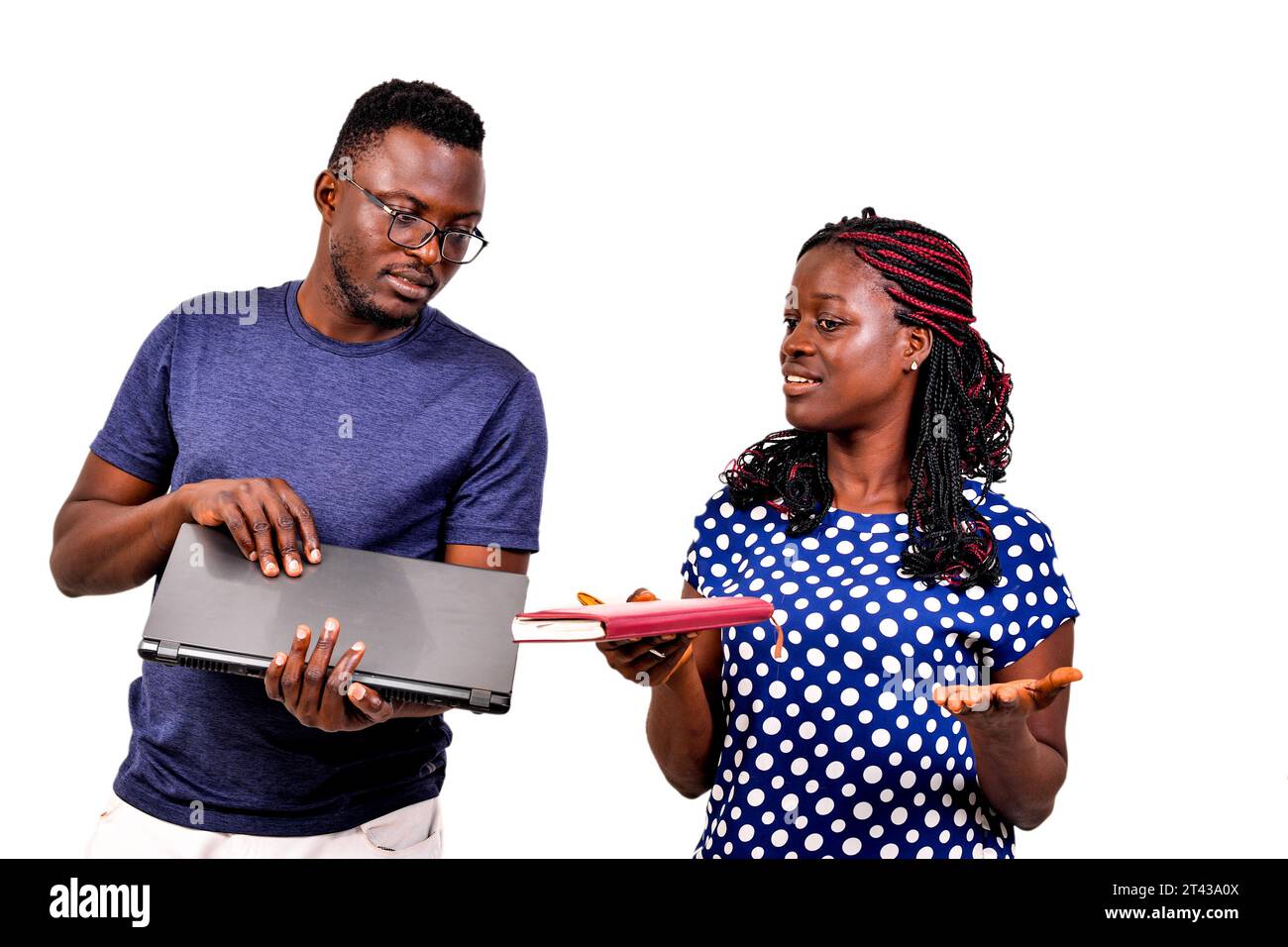 image of a young businessman and his secretary discussing an important ...