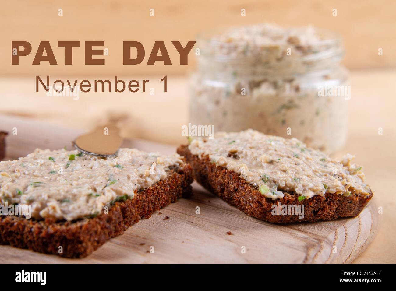 Pate Day Banner. Annual event concept shows sandwich with rye bread and ...