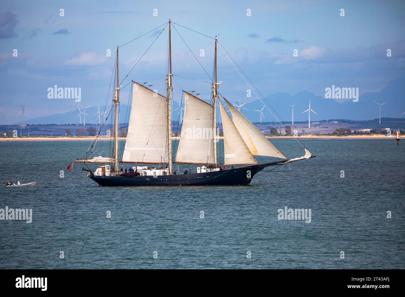 A blue tall ship sailing in Spain, Europe Stock Photo - Alamy