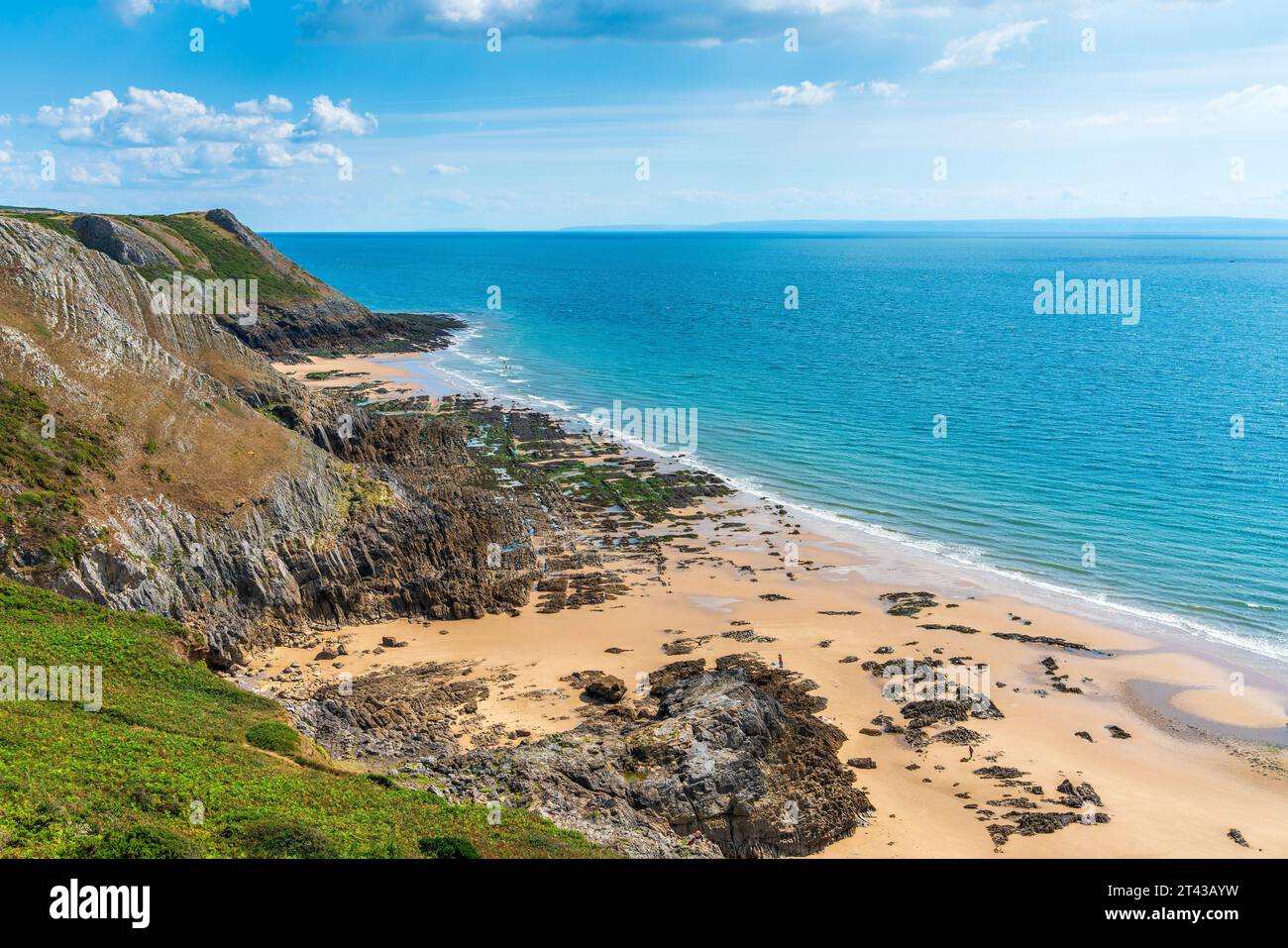 Three Cliffs Bay, Gower Area of Outstanding Natural Beauty, Wales ...
