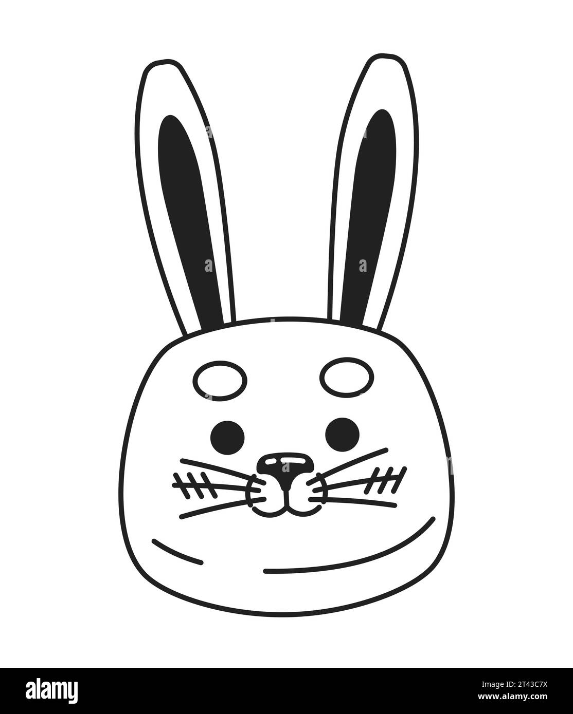 Easter cute bunny black and white 2D cartoon character Stock Vector ...