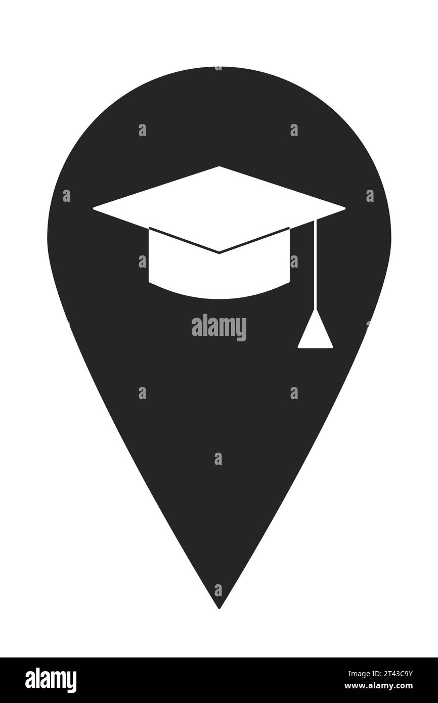 Educational facility map pinpoint black and white 2D line cartoon ...
