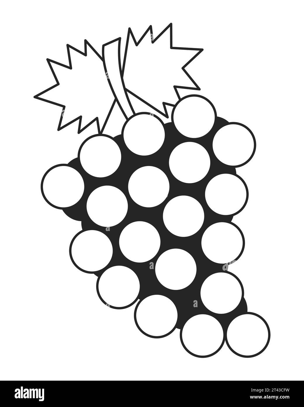 Fruit grapes bunch black and white 2D line cartoon object Stock Vector ...